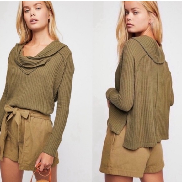 Free People | Tops | Free People Boho Wildcat Thermal Waffle Knit Cowl ...